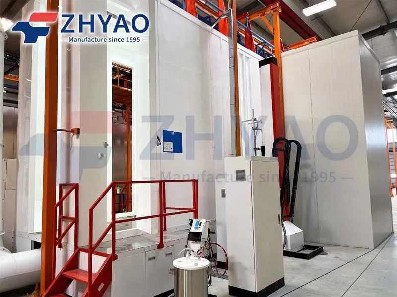 Fast Color Change Powder Coating Booth With Large Cyclone Recovery System