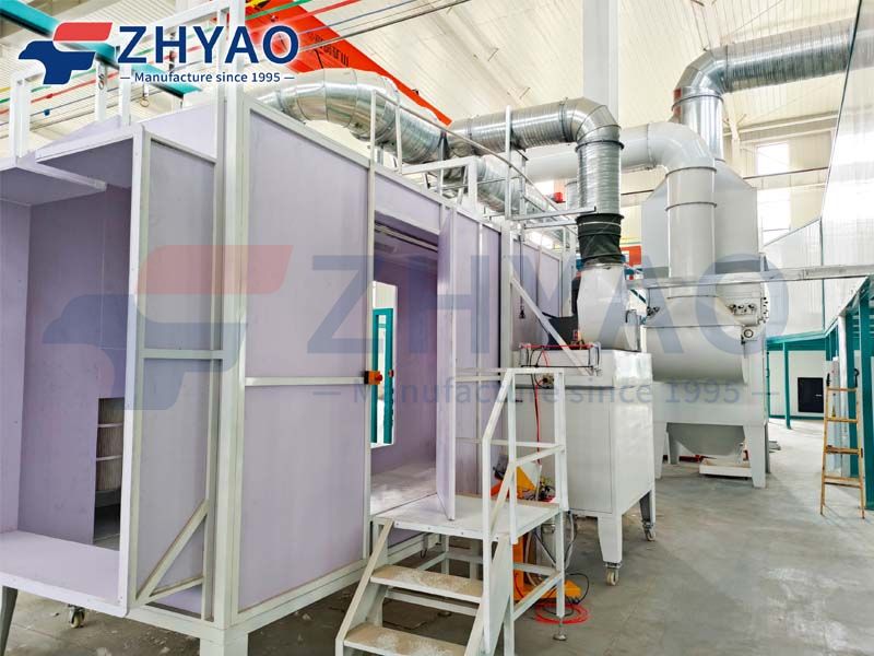 Fast Color Change Powder Coating Booth With Large Cyclone Recovery System